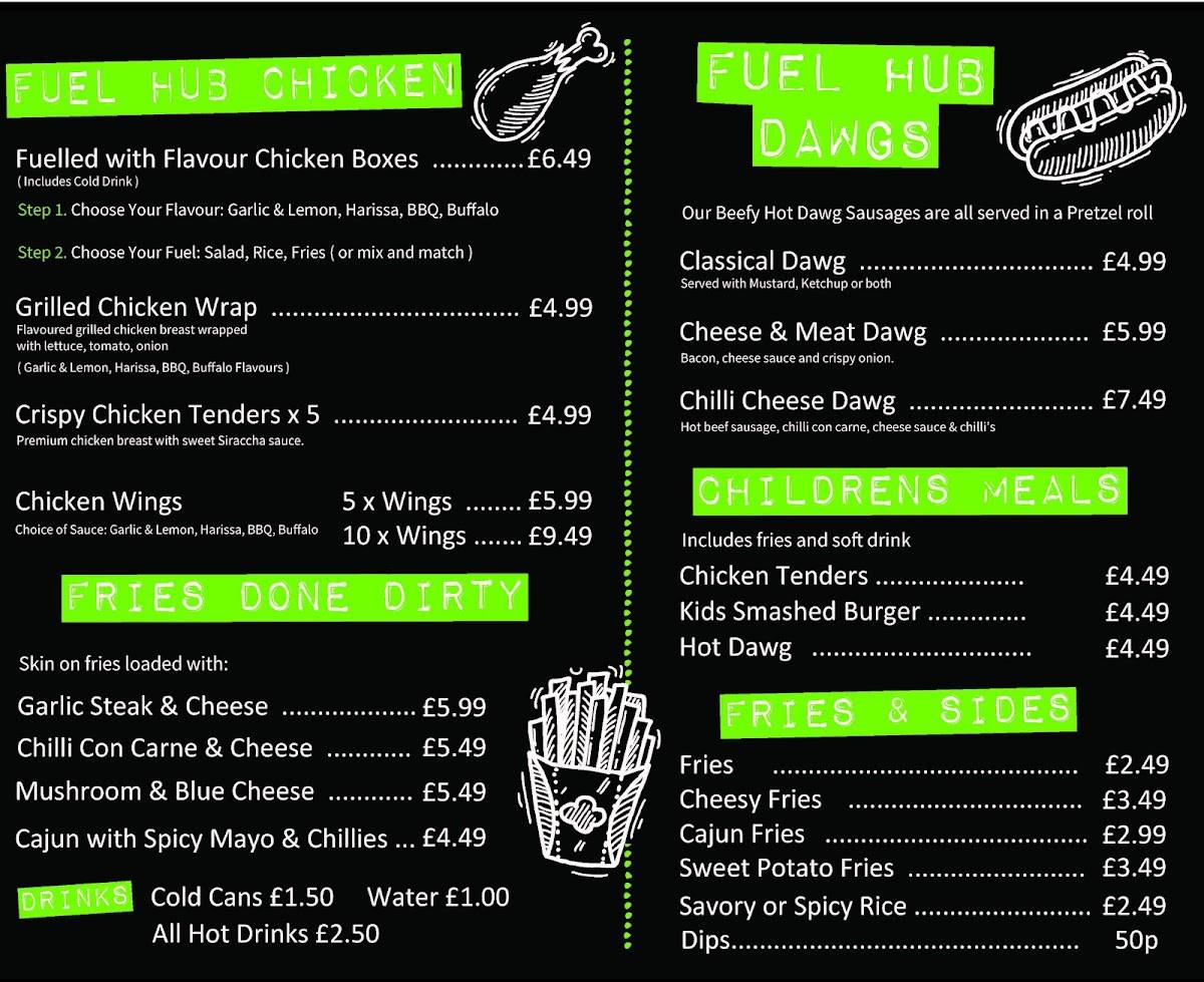 Menu at The fuel hub (horbury bridge) ltd restaurant, Wakefield
