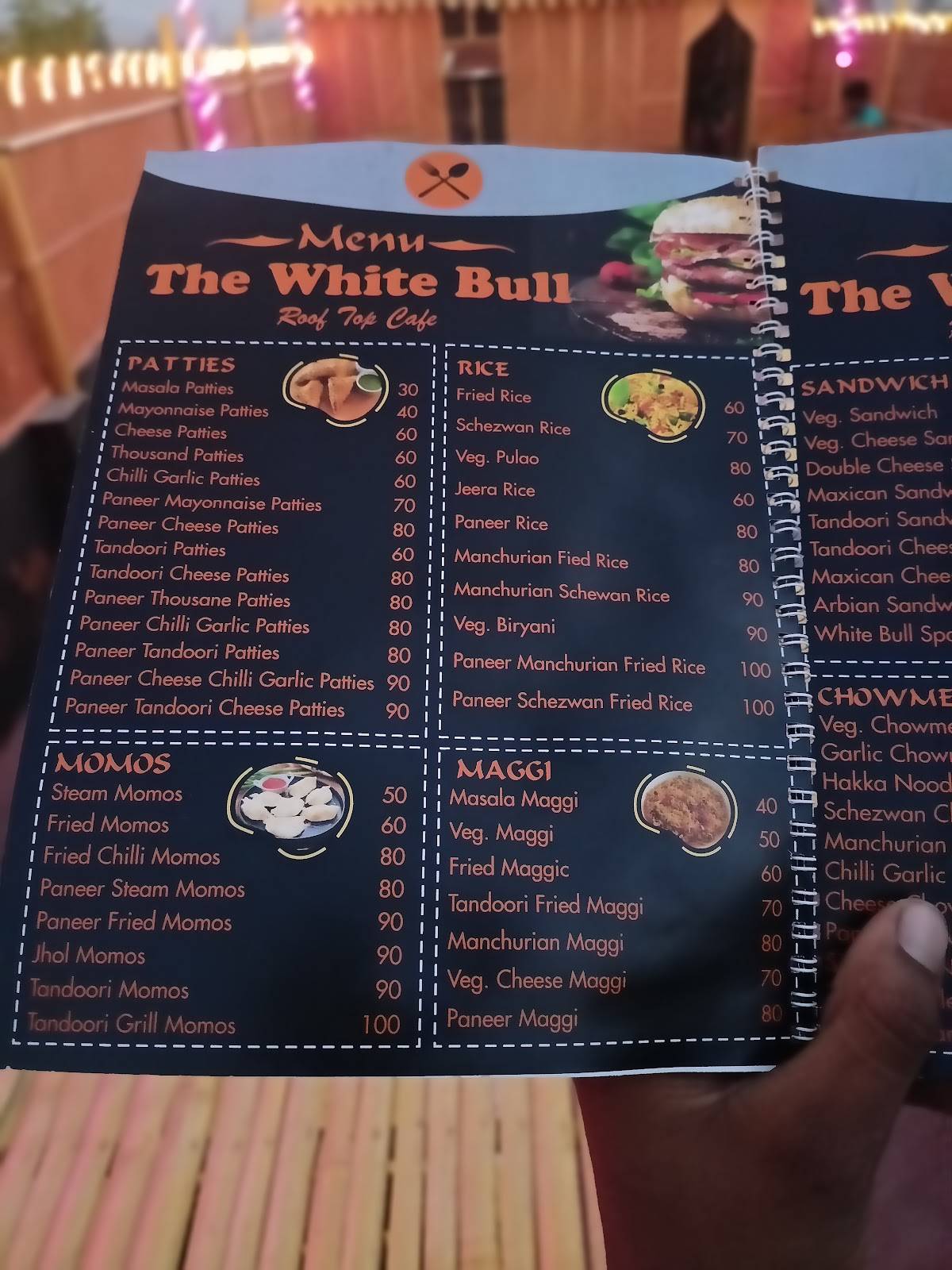 Menu at The white bull cafe, Kota