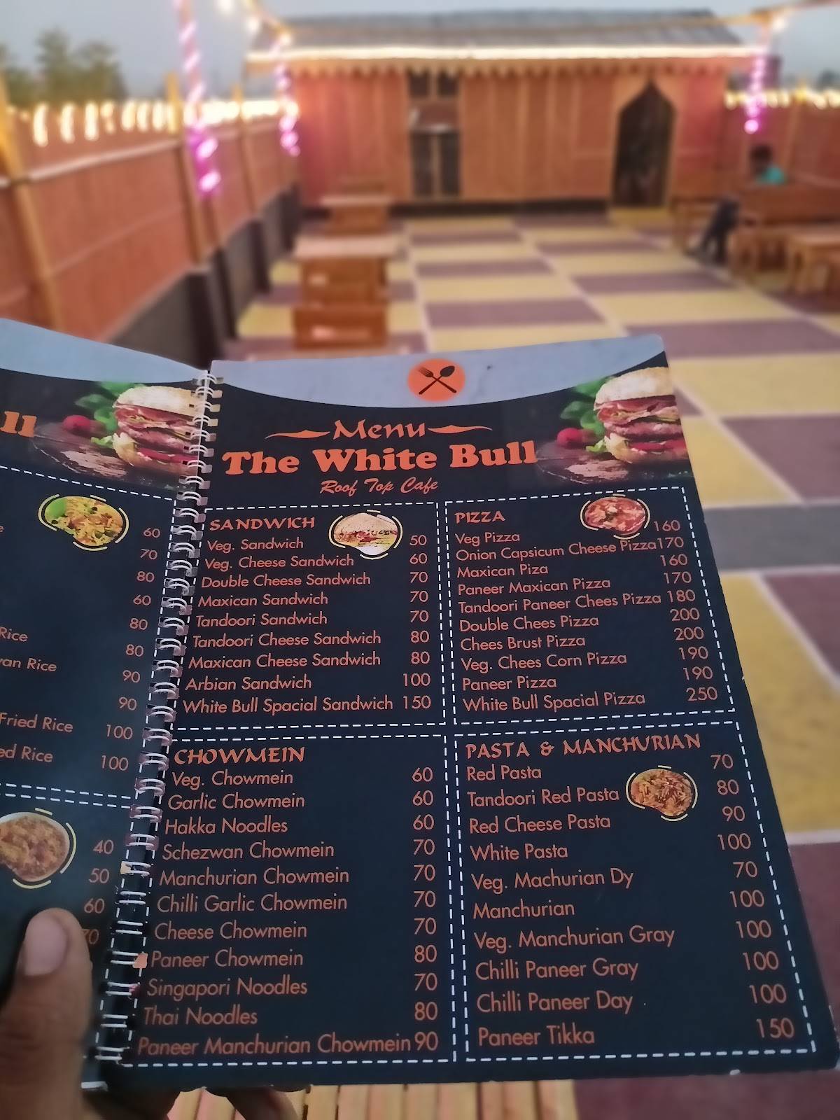 Menu at The white bull cafe, Kota