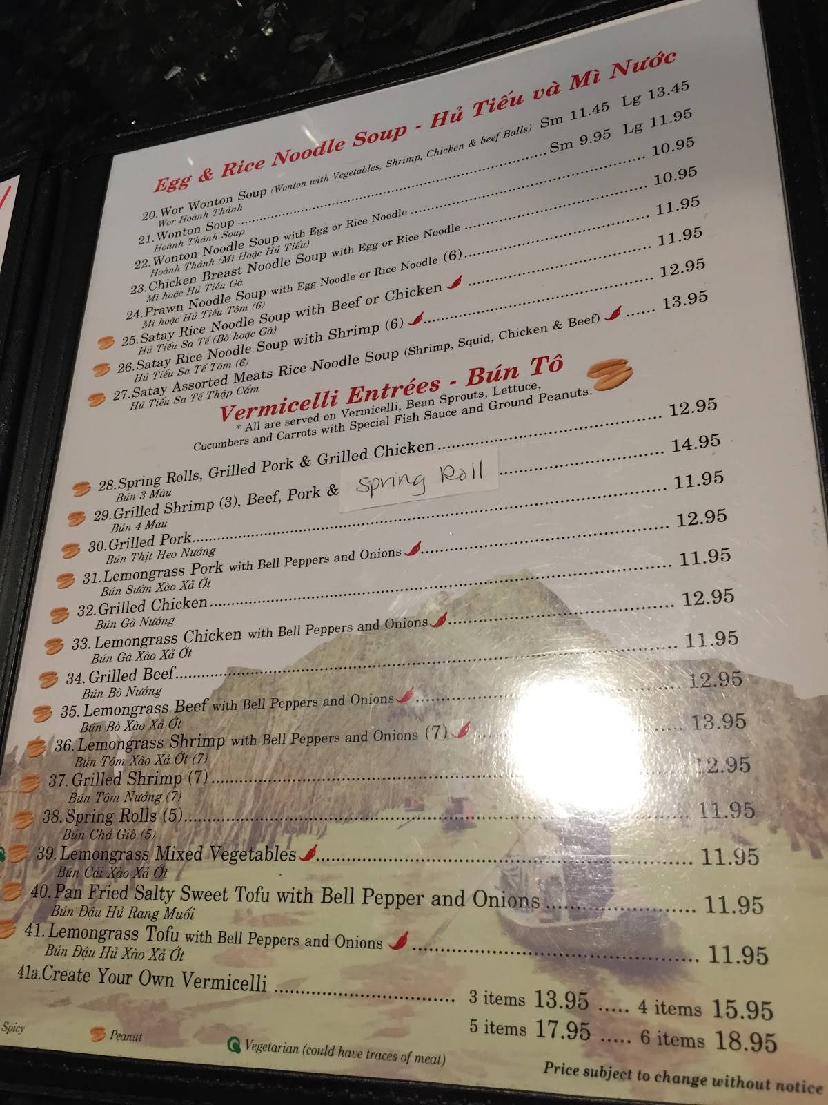 Menu at Tien Tuyen PHO Vietnamese Cuisine 91st restaurant, Edmonton