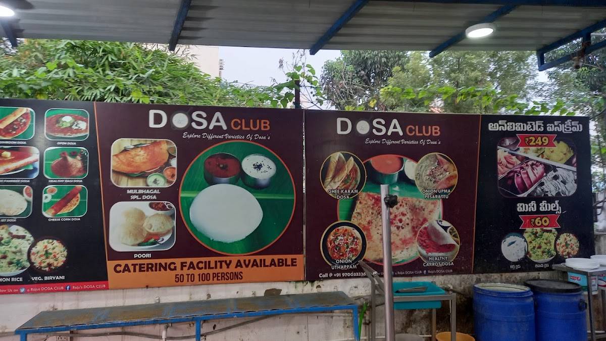 Menu at Raju's Dosa Club, Tirupati