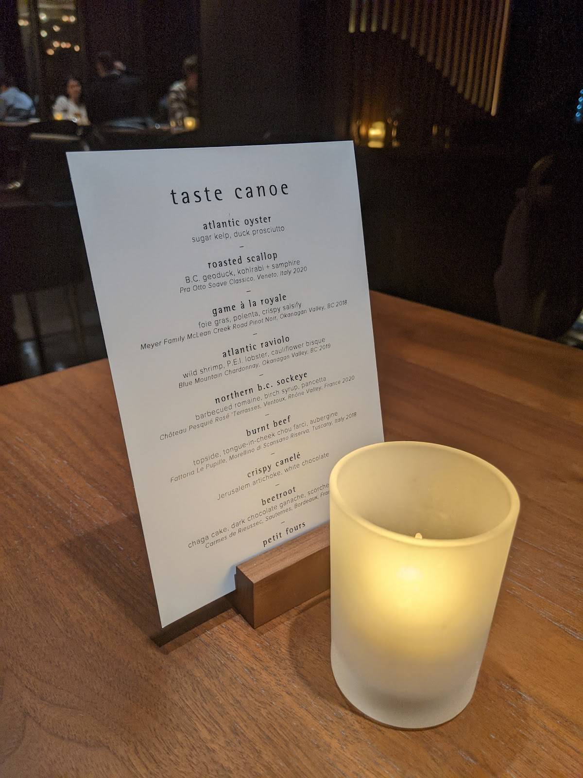 Menu at Canoe restaurant, Toronto, 66 Wellington St W 54th floor