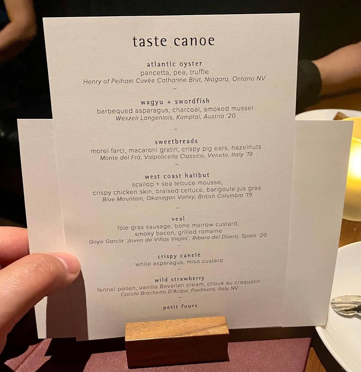 Menu at Canoe restaurant, Toronto, 66 Wellington St W 54th floor