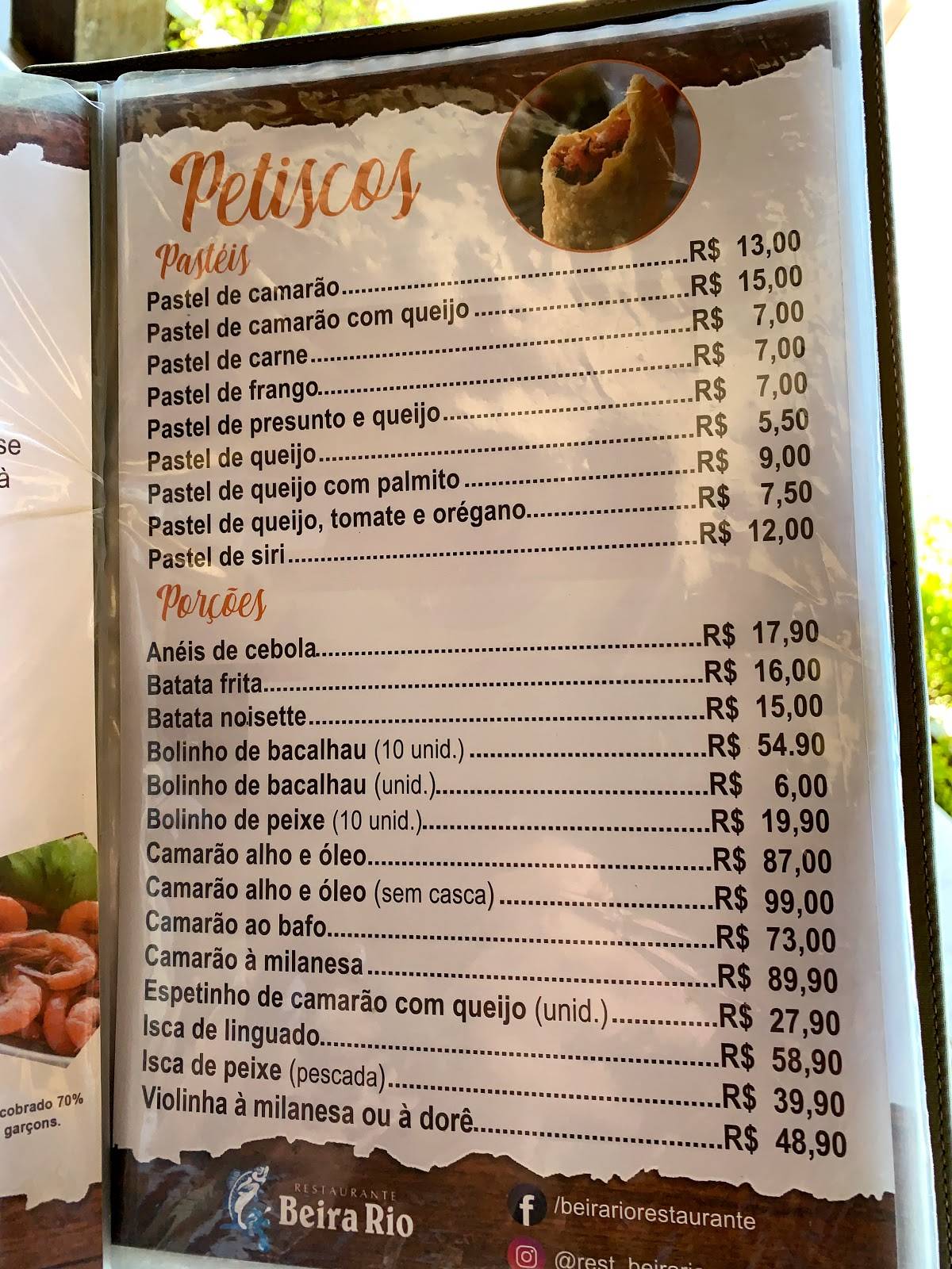 Menu em Restaurante Beira Rio, Torres