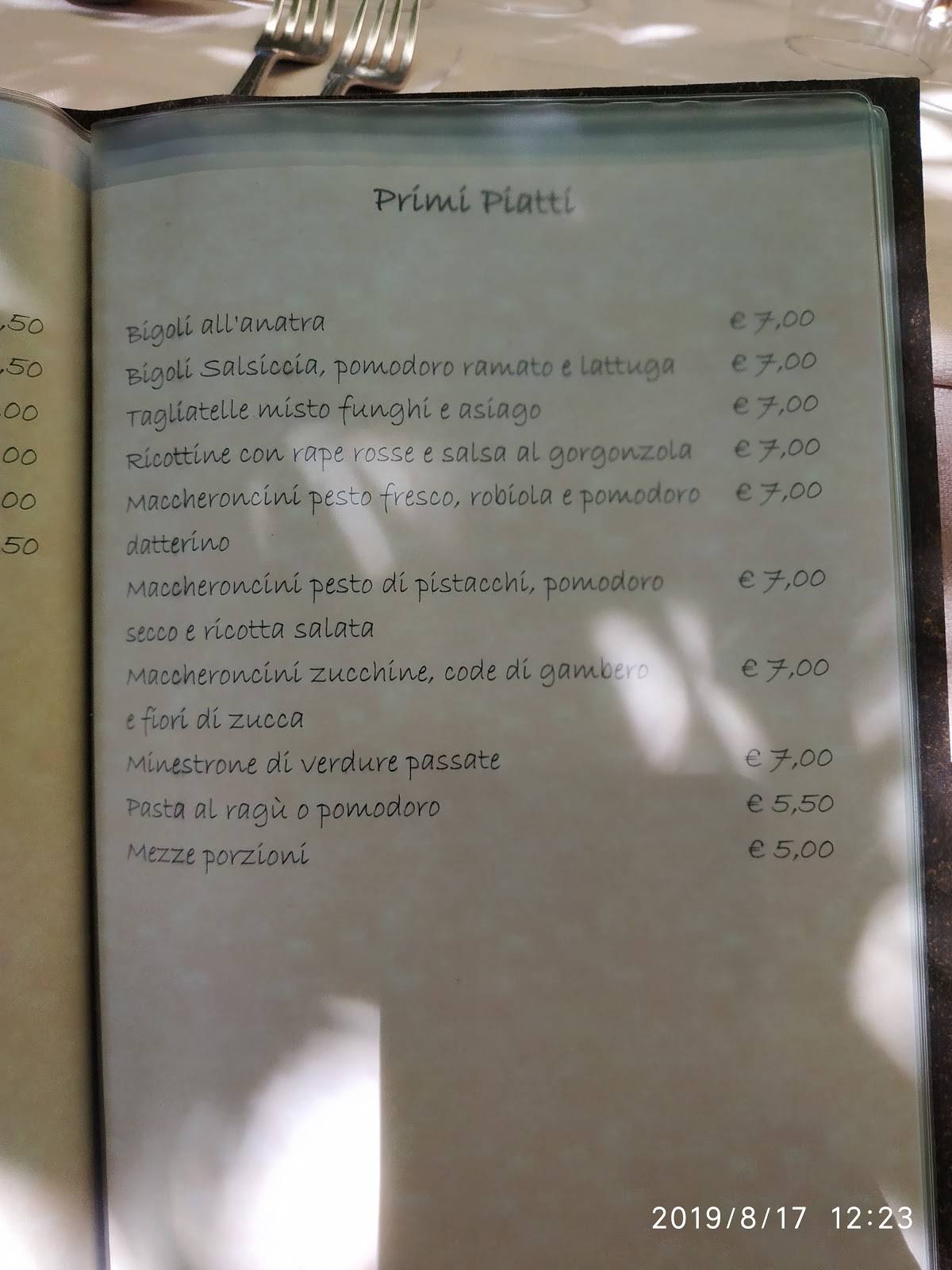 Menu da Trattoria Da Tullio ristorante, Vicenza