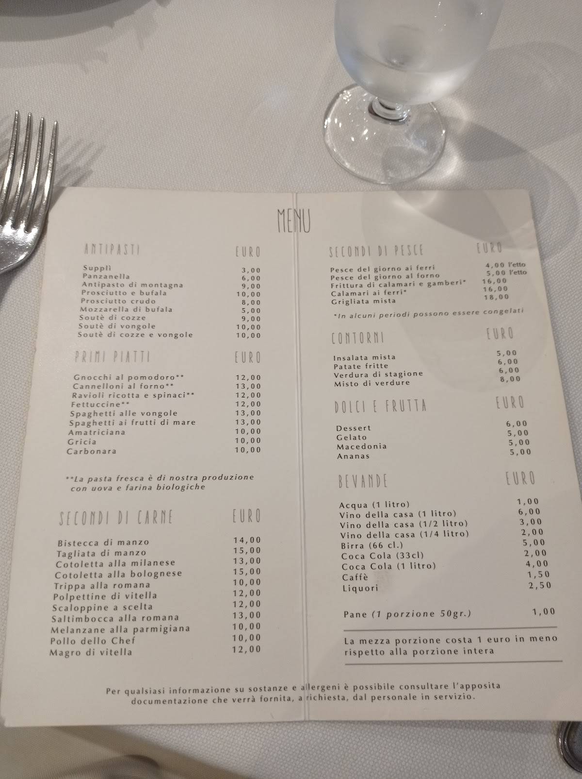 Menu da Trattoria Due Archi ristorante, Roma, Via del Casale Radicelli