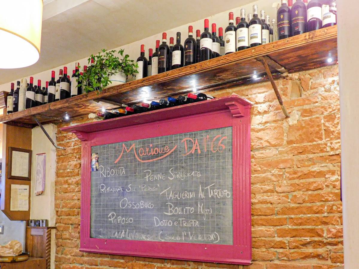 Menu at Trattoria Marione restaurant, Florence