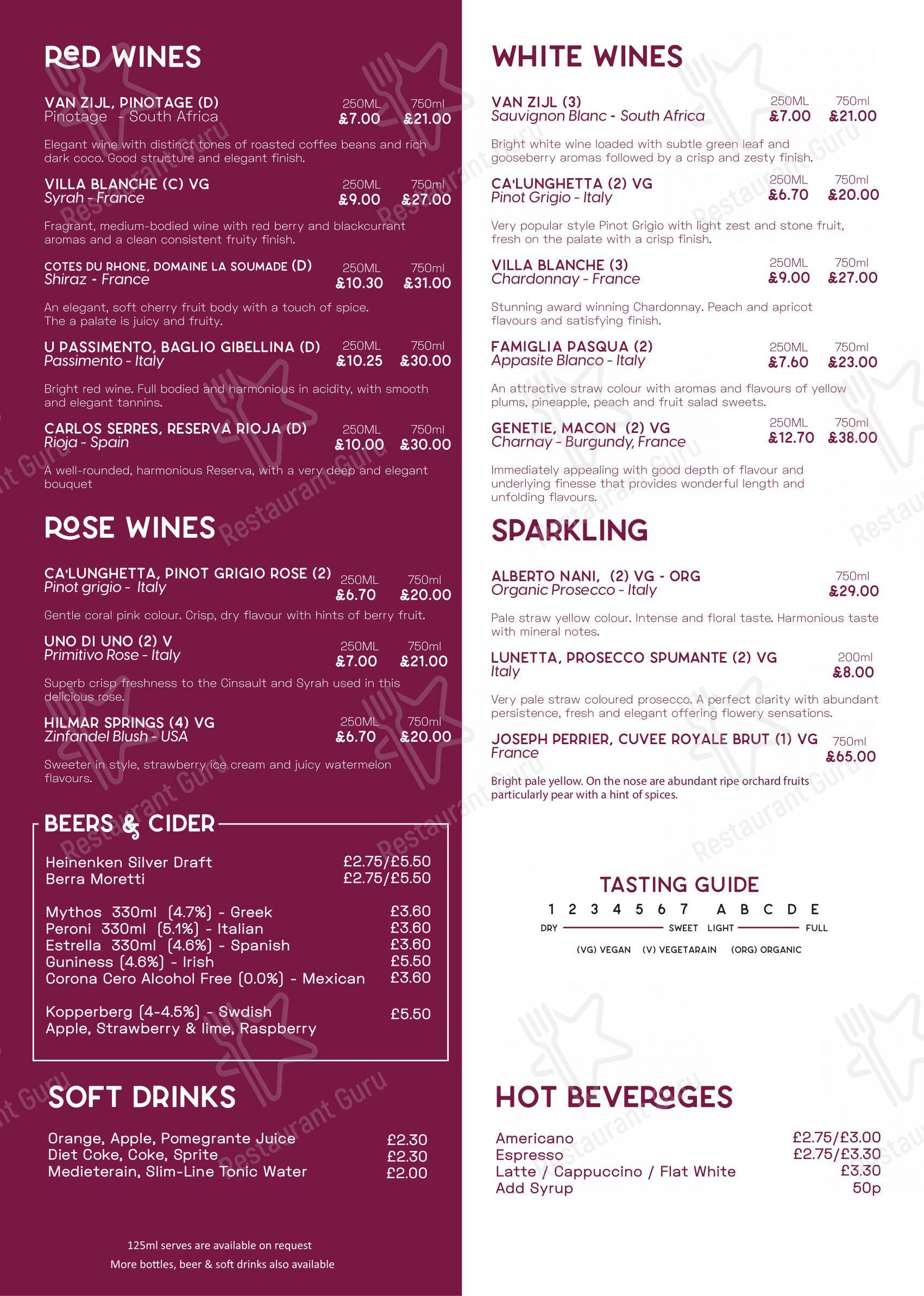 Menu at Troy Meze Bar, Cardiff