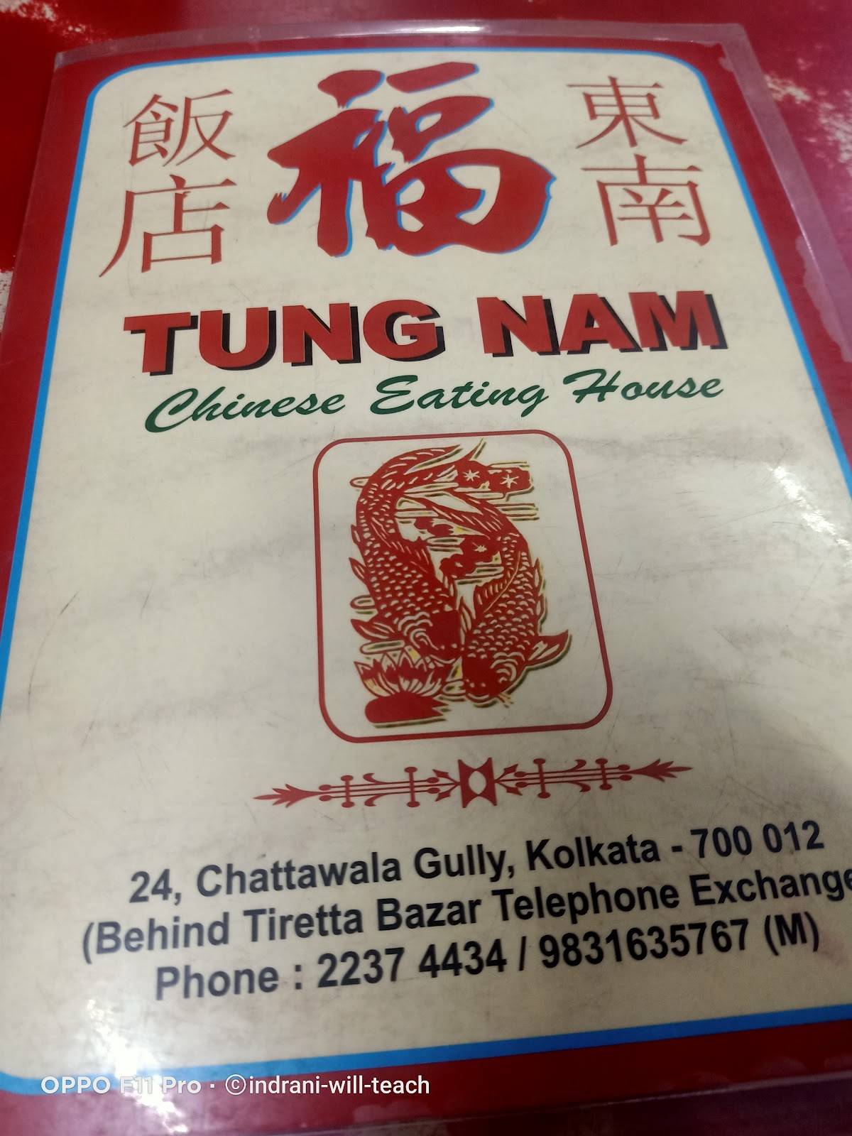 Menu at Tung Nam Eating House, Kolkata, 24