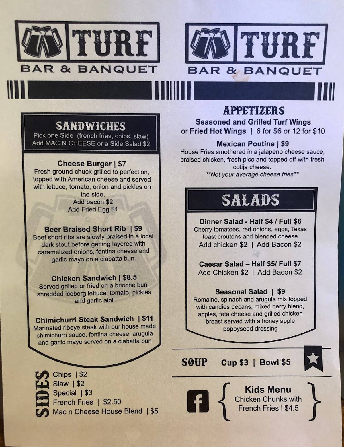 Menu at Turf Bar, Breese