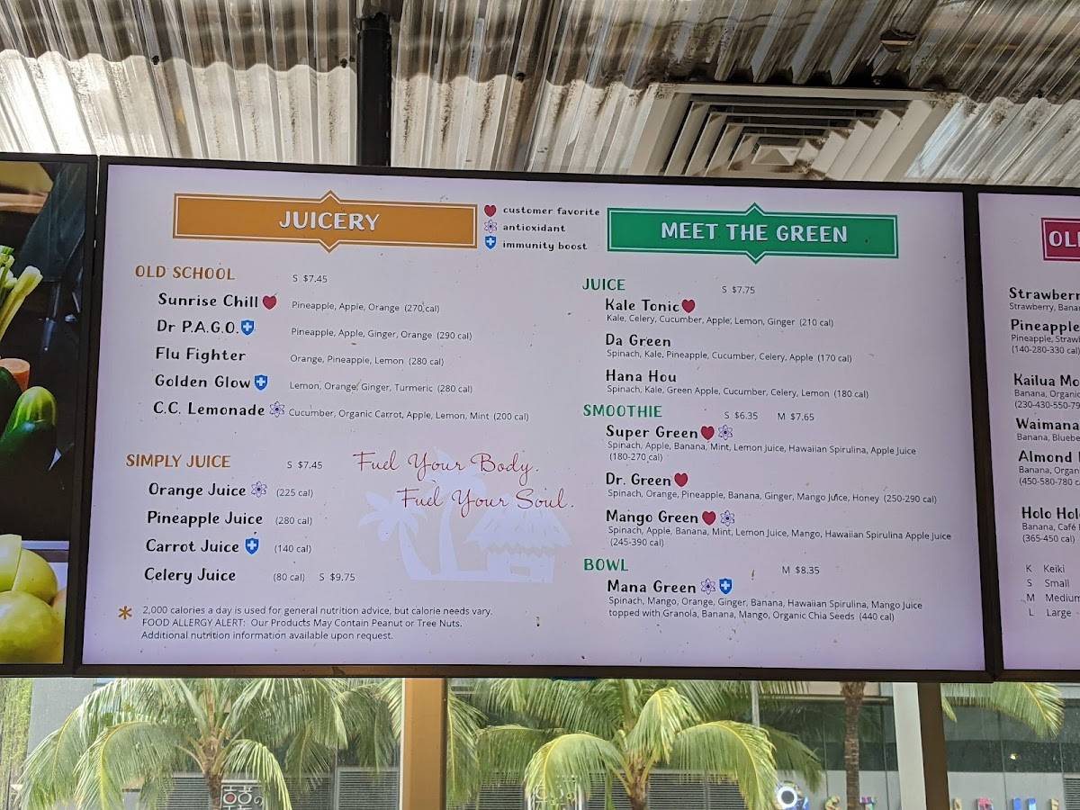 Menu at Two Tides Bar, Honolulu