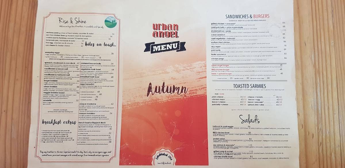 Menu at Urban Angel Cafe, Randburg, 134 Kayburne Ave