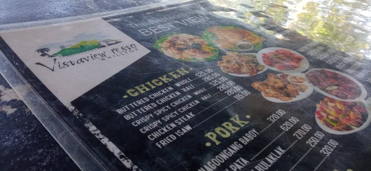 Menu at Vista View Resto restaurant, Davao City, 3HV9+8FP