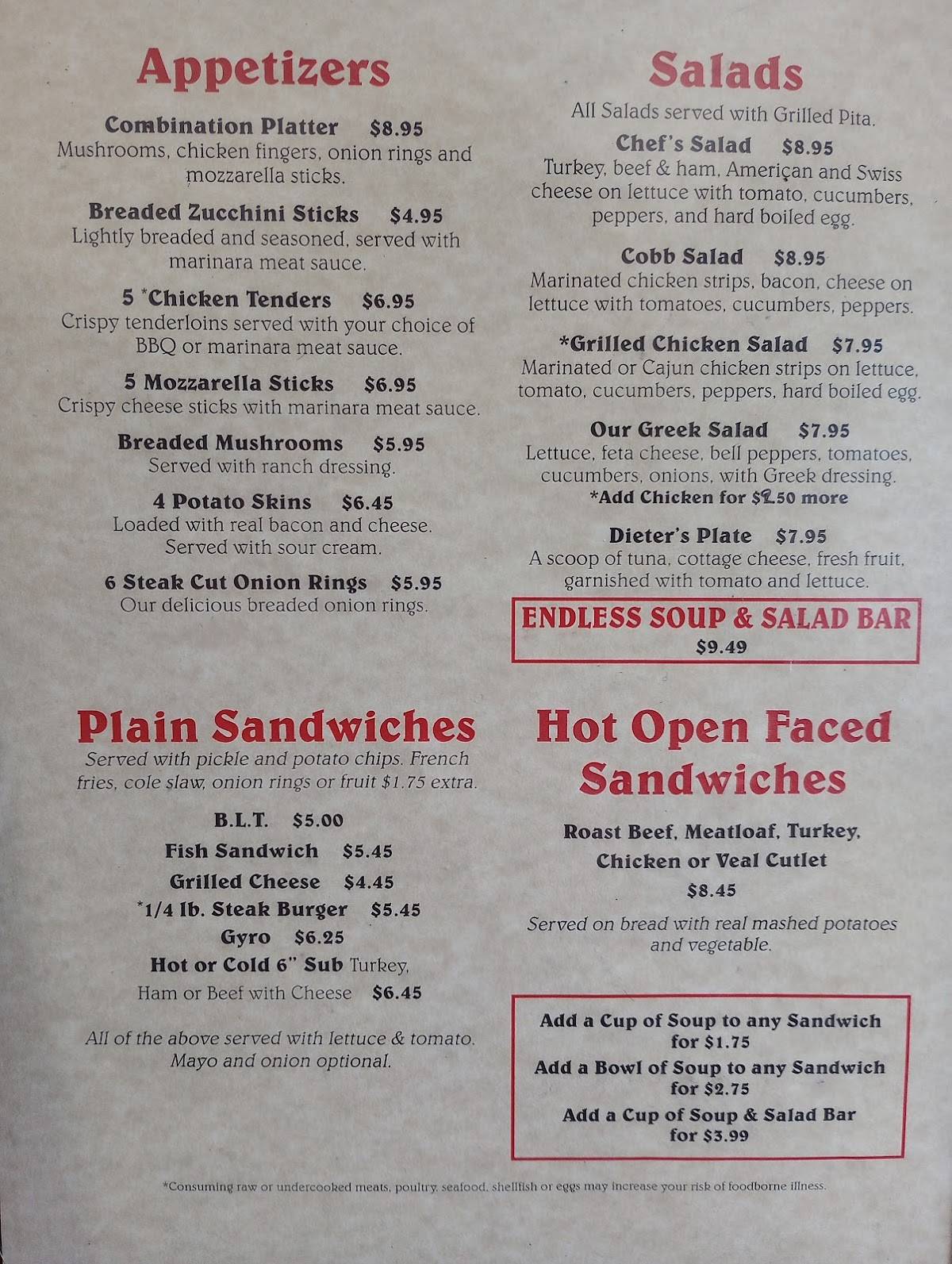 Menu at Alexandris Restaurant, Wadsworth