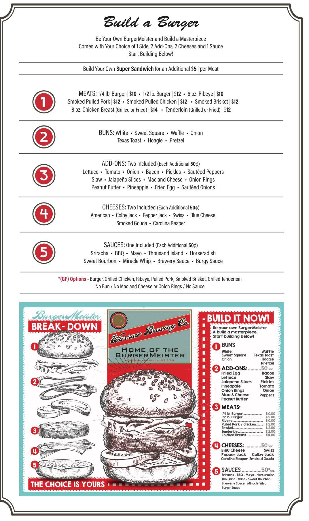 Menu at Warsaw Brewery LLC restaurant, Warsaw