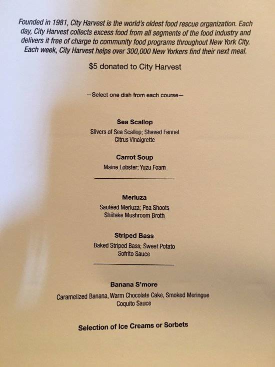 Menu at Le Bernardin restaurant, West New York, 155 W 51st St