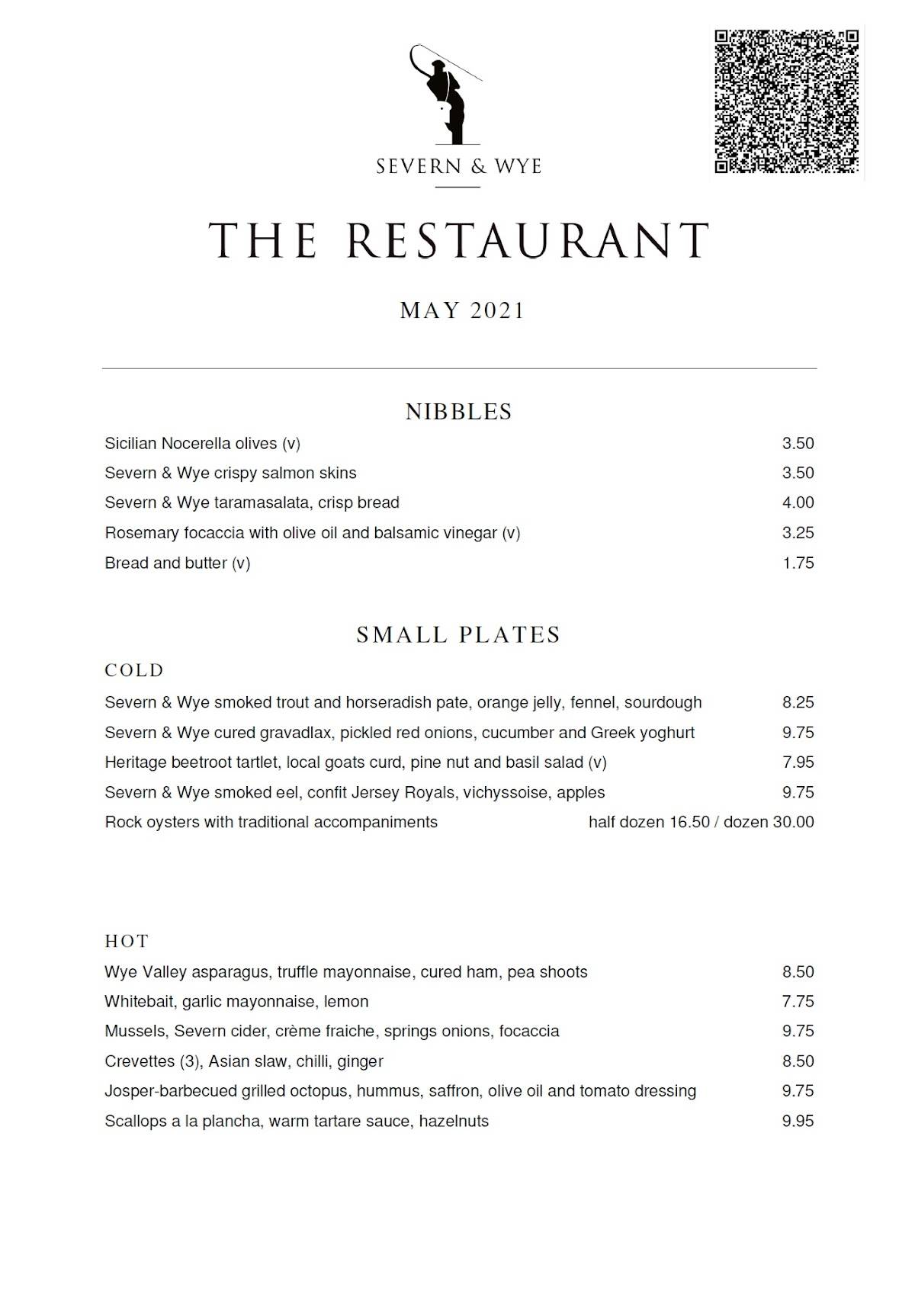 Menu at Severn & Wye Smokery restaurant, Westbury-on-Severn
