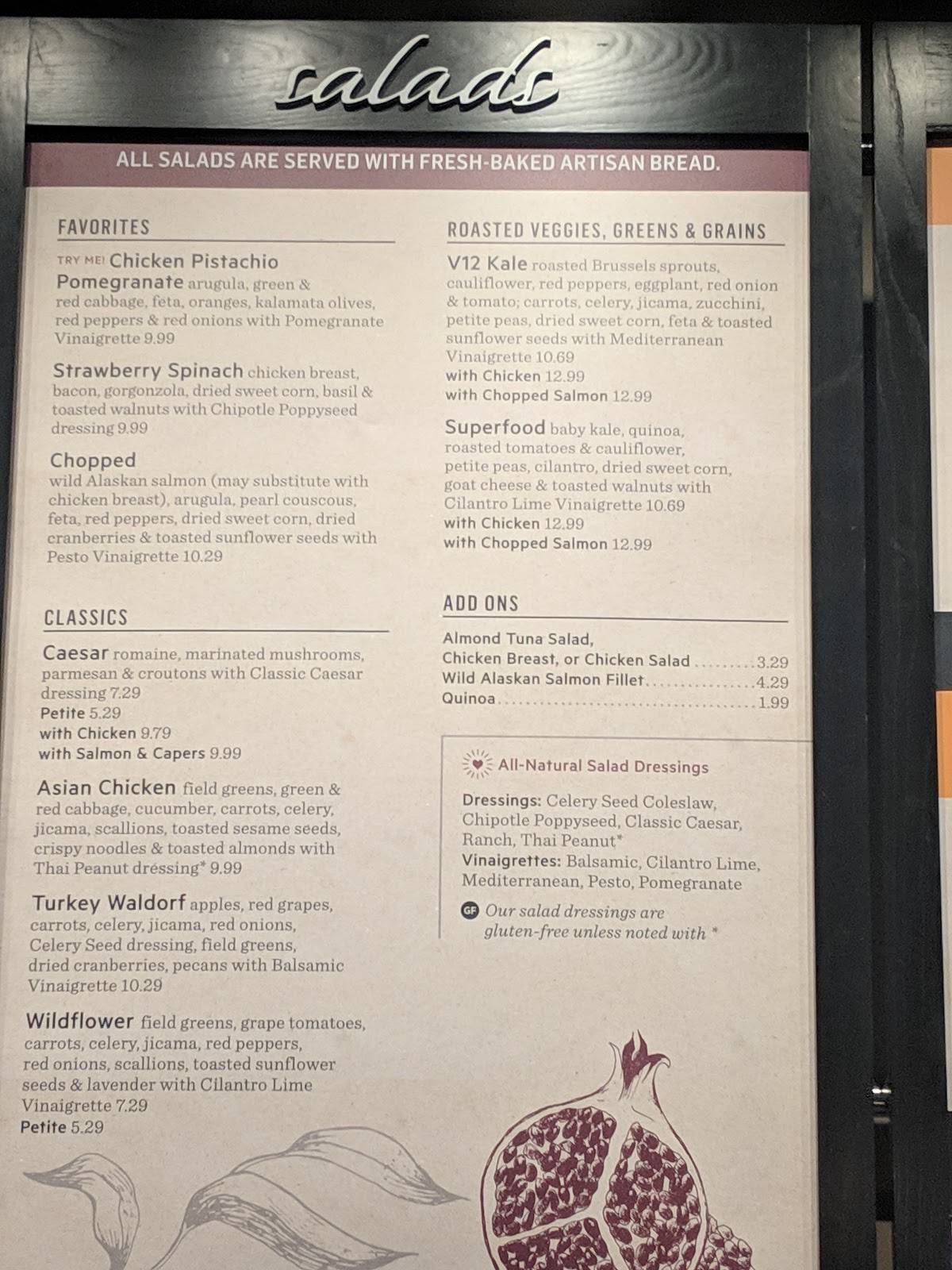 Menu at Wildflower restaurant, Flagstaff
