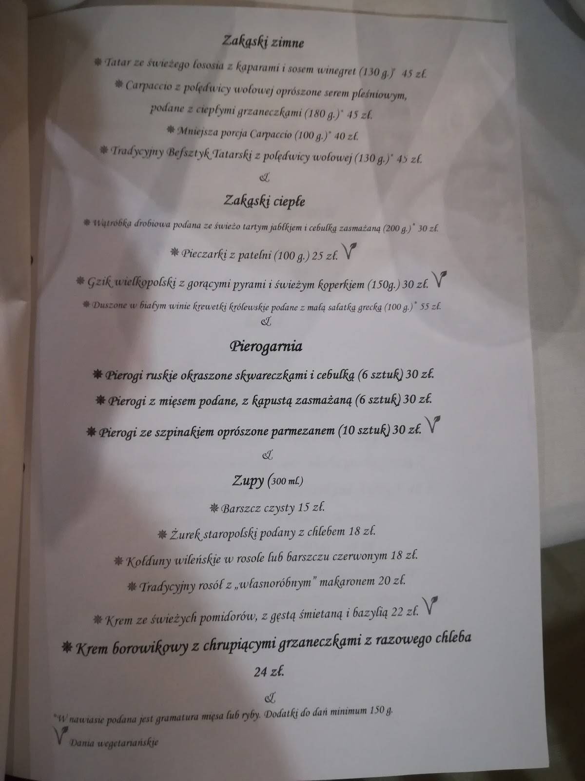 Menu at Willa "Nestor" Restauracja i Noclegi restaurant, Kórnik