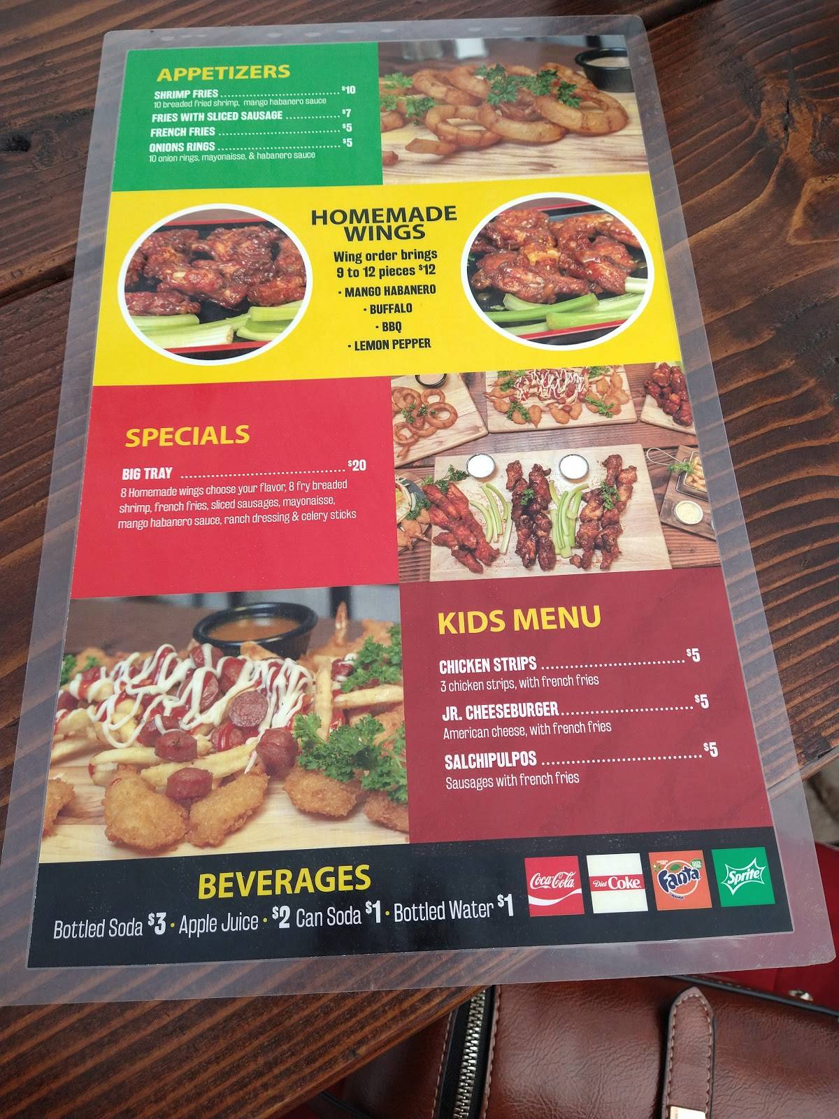Menu at Wings & Burgers Prime pub & bar, Denver