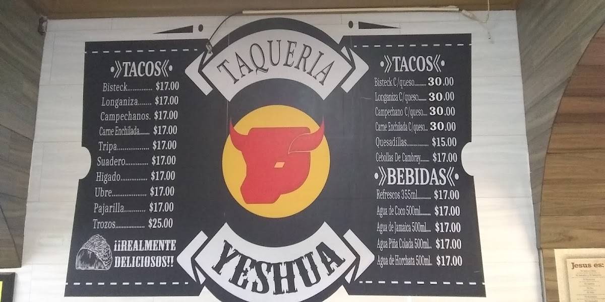Carta del restaurante Yeshua Tacos CDMX, Ciudad del México