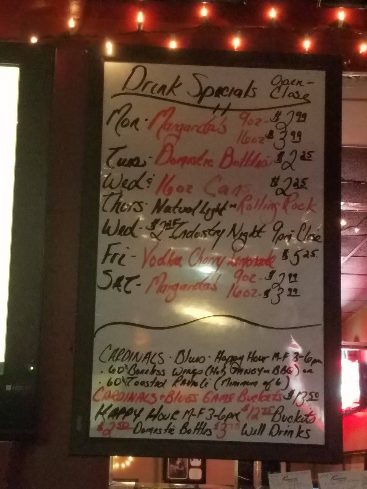 Menu at Yesterday's Bar & Grill, Woodson Terrace