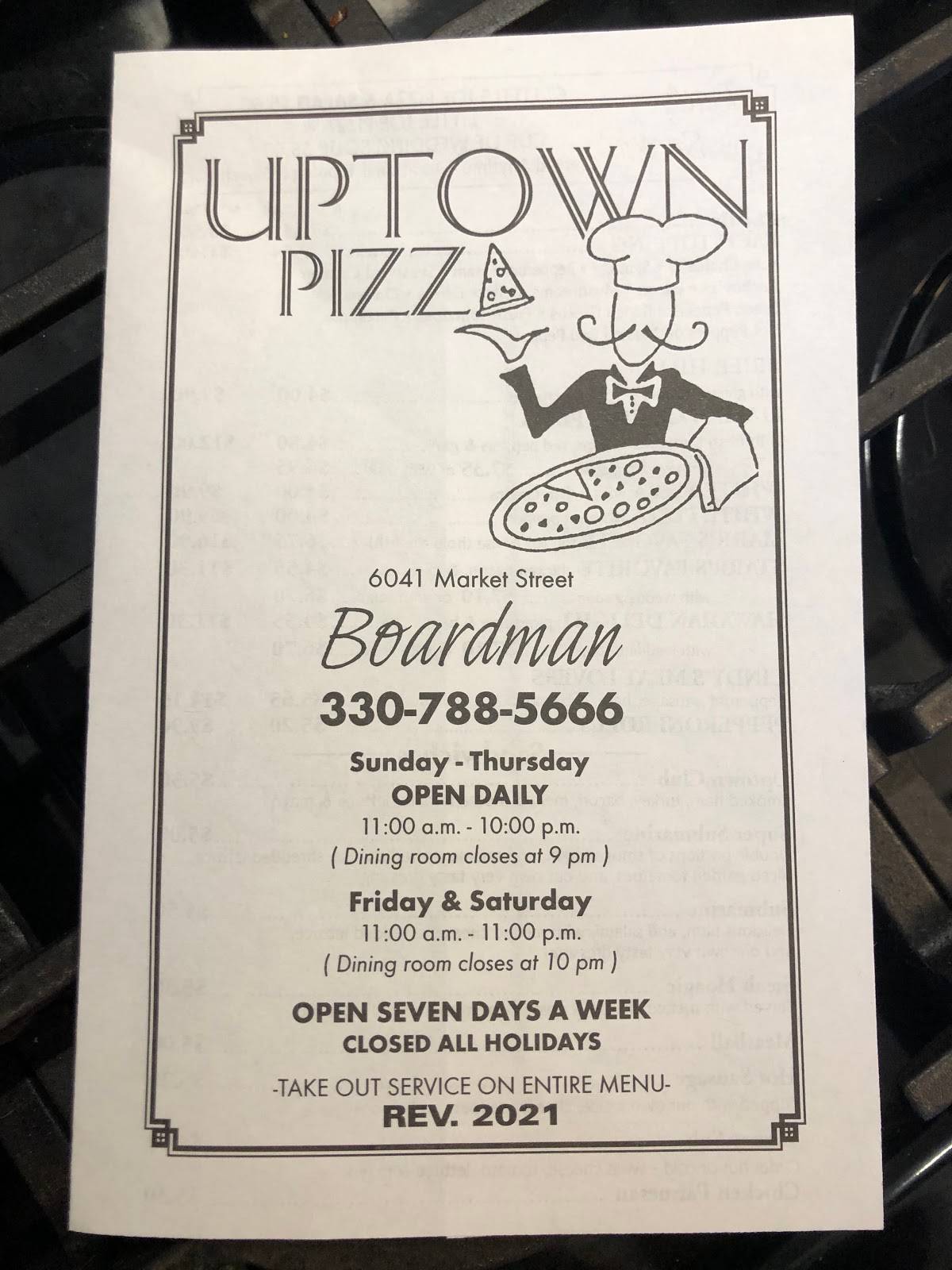 Menu at Uptown Pizza pizzeria, Youngstown, Market St