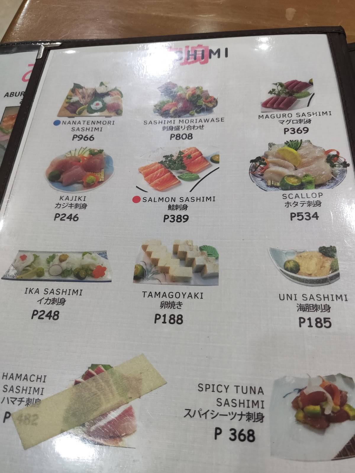 Menu at Yutaka Izakaya restaurant, Quezon City, UNIT X