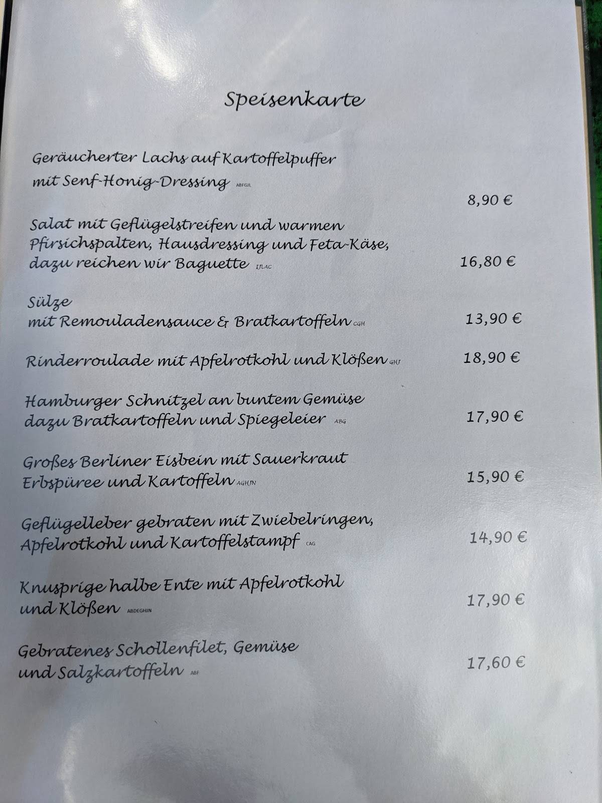 Speisekarte von Der Eiserne Gustav restaurant, Berlin