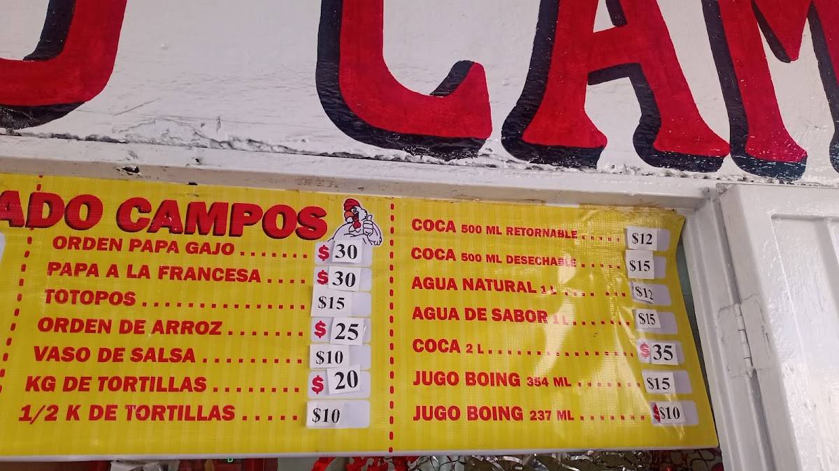 Menu at pollo asado "campos", Torreón