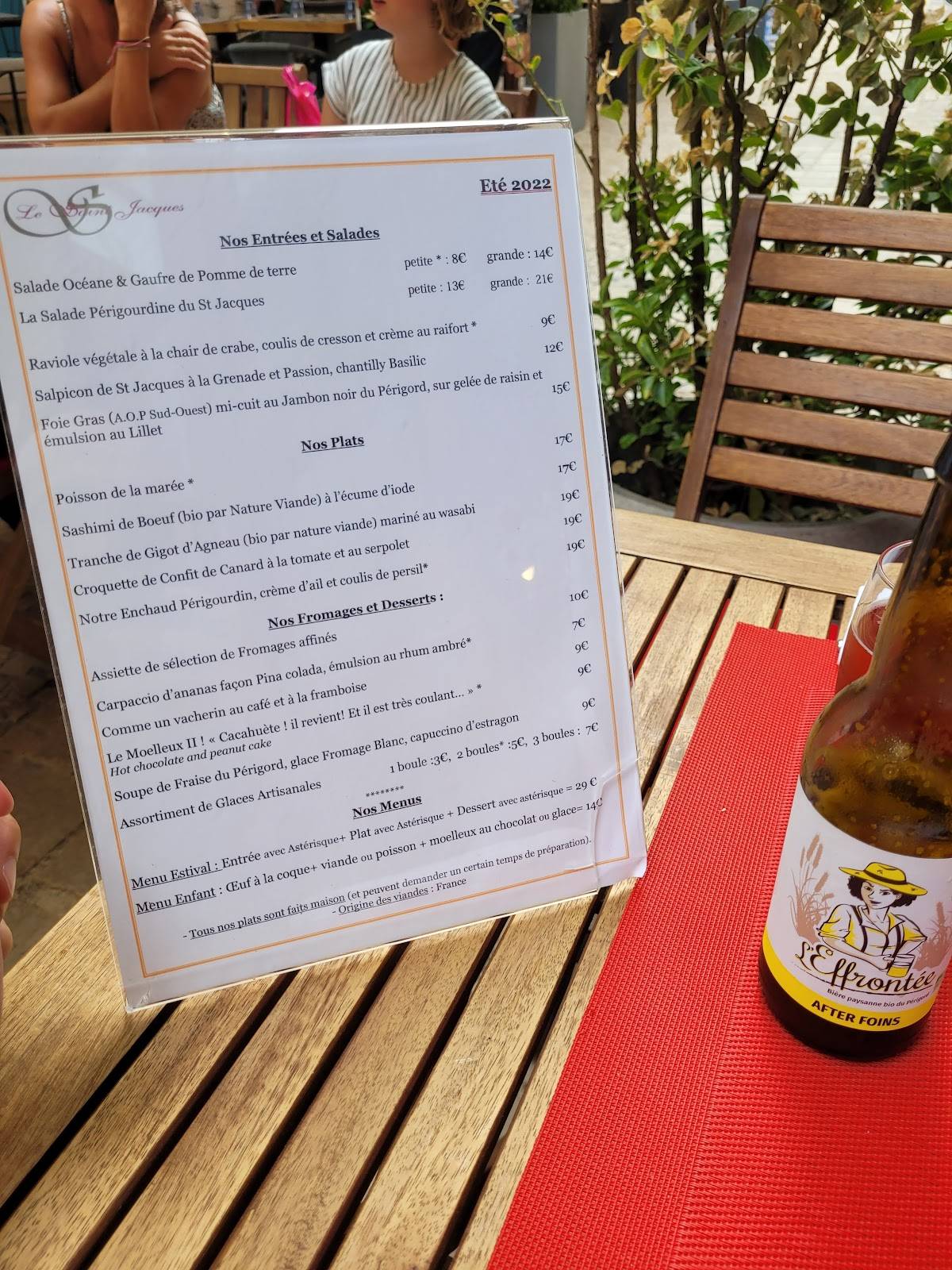 Menu au restaurant Le Saint Jacques, Bergerac