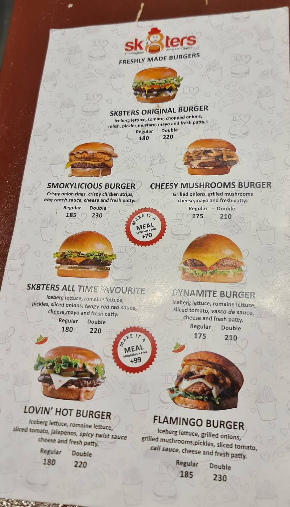 Menu at sk8ters Burger, Kozhikode, KC Krishna Kumar Road