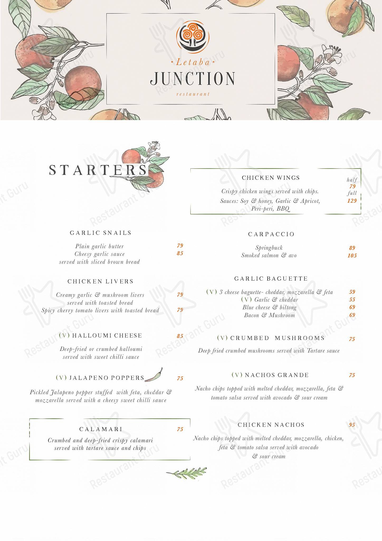 Menu at The Junction Restaurant, Letsitele