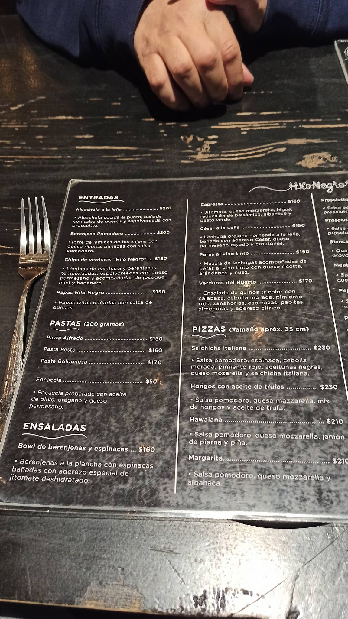 Carta del restaurante Hilo Negro Tlalpan, Mexico