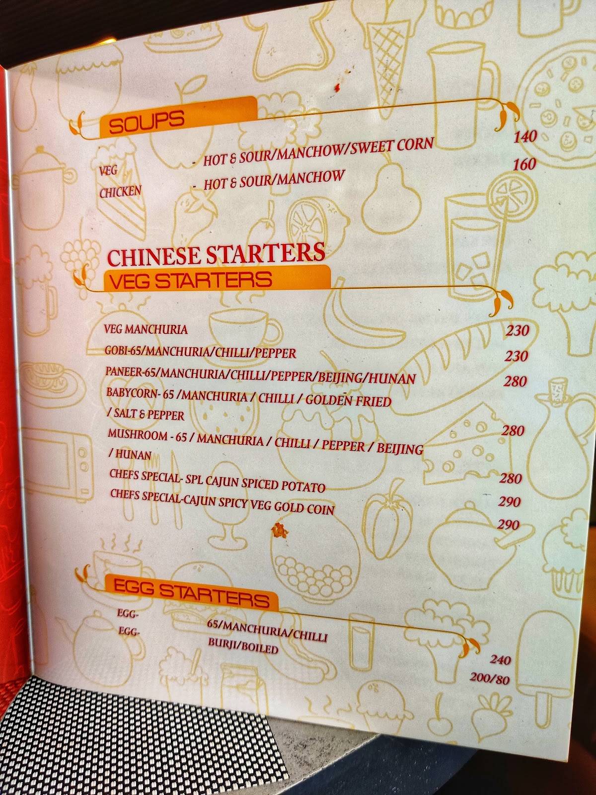 Menu at Hyderabad Chefs, India