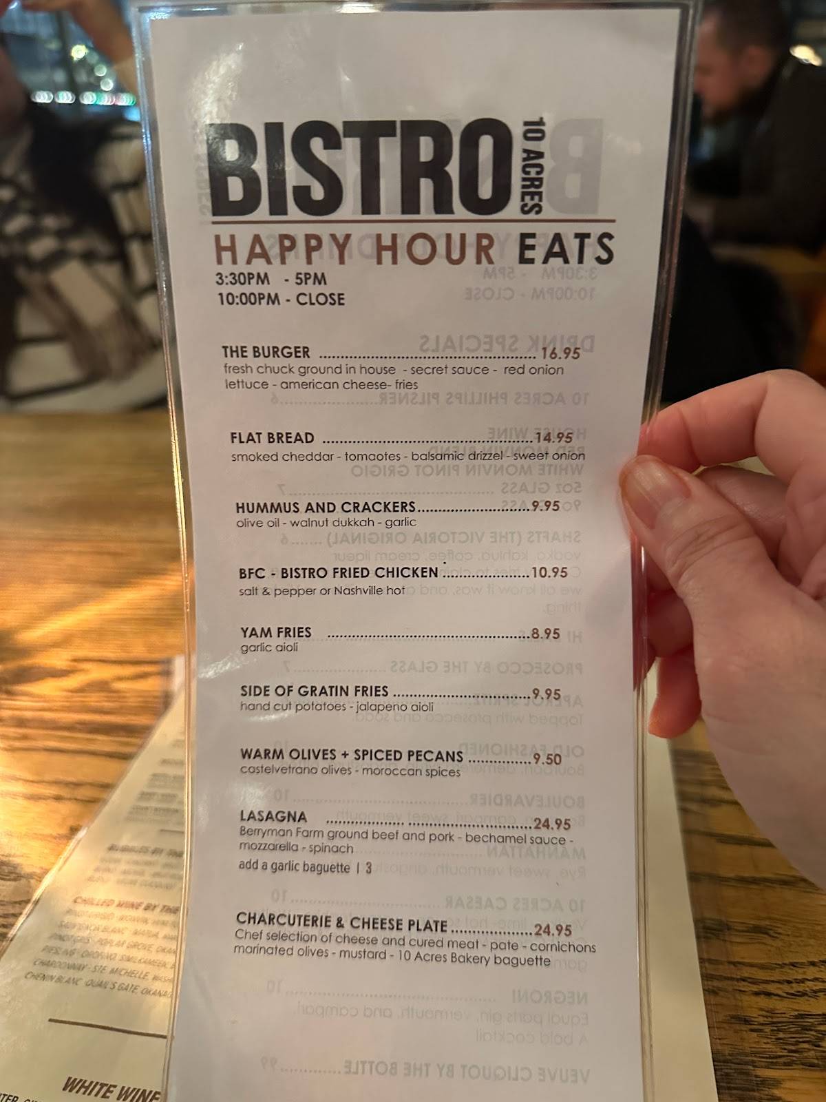 Menu at 10 Acres Bistro restaurant, Victoria