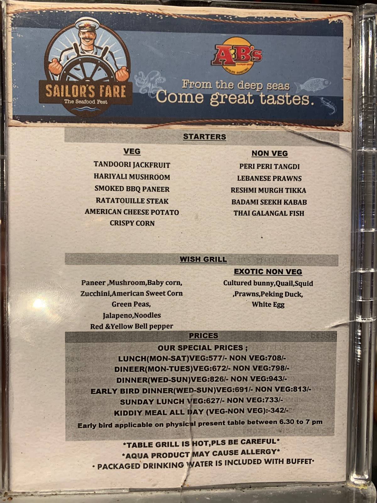 Menu at AB's - Absolute Barbecues Inorbit Mall, Hyderabad, Hyderabad ...