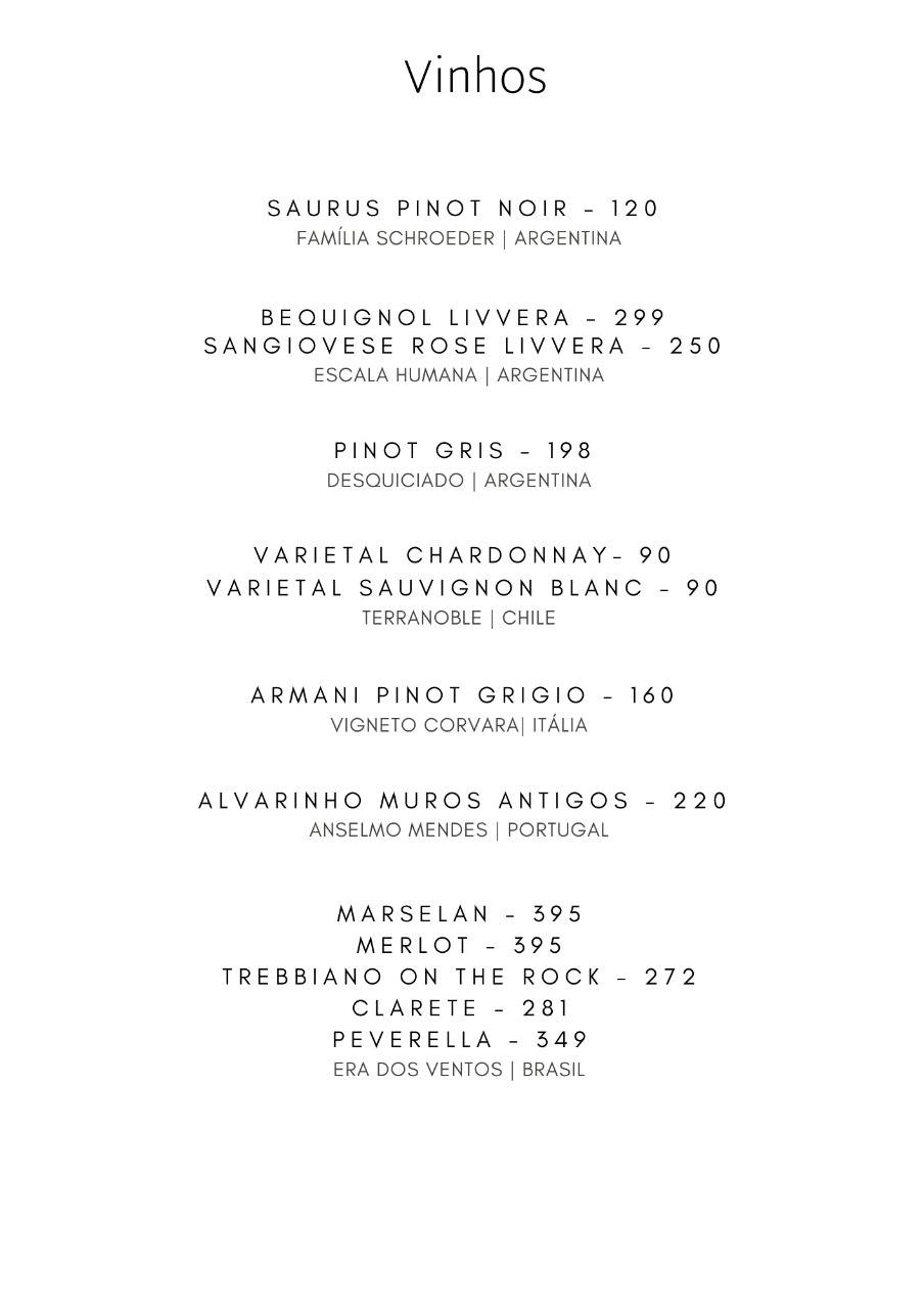 Menu at ASU Restaurante, Curitiba