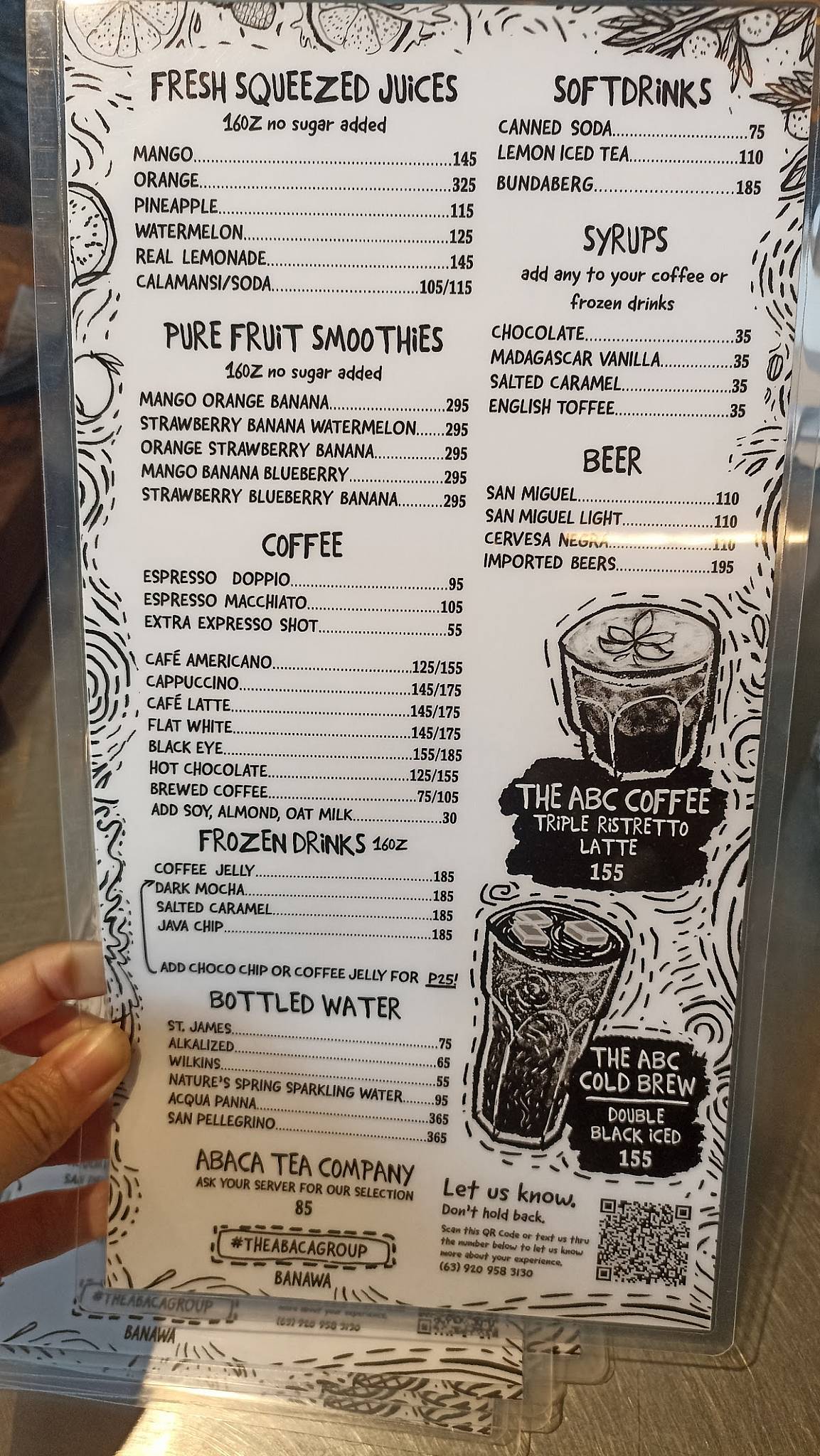 Menu at Abaca Baking Company cafe, Cebu City, Paseo arcenas