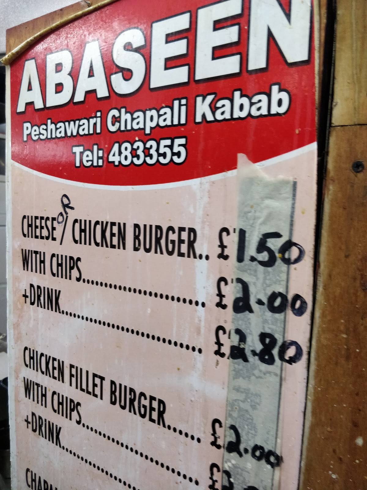Menu at Abaseen restaurant, Bradford, 858 Leeds Rd