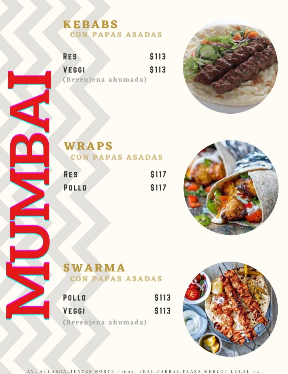 Menu at Mumbai Indian FOOD restaurant, Aguascalientes