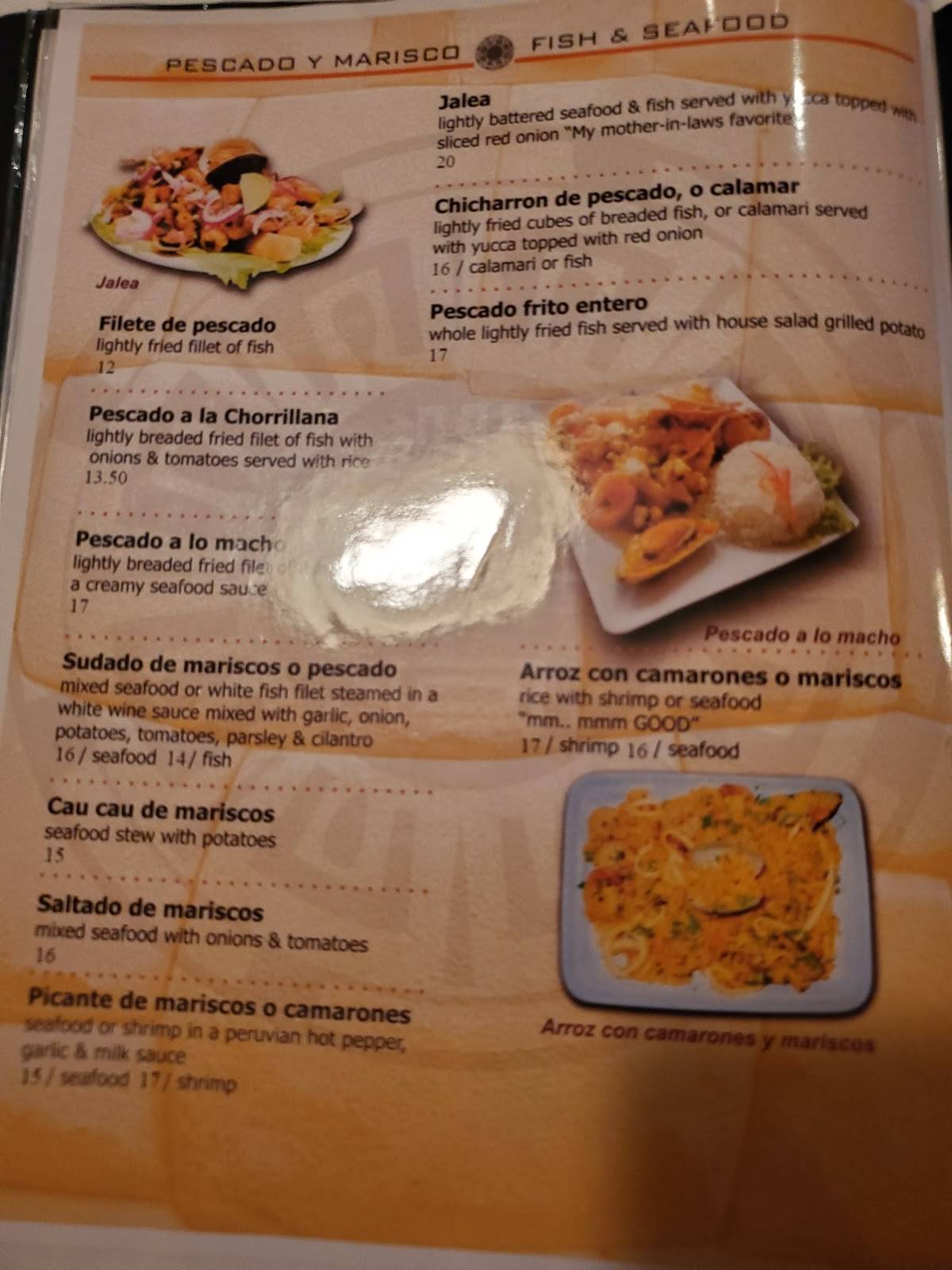 Menu at Aji Limon Peruvian Restaurant, Clifton