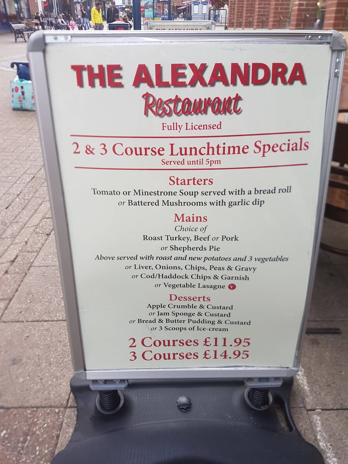 Menu at Alexandra Restaurant, Great Yarmouth