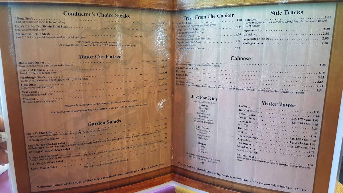 Menu at All Aboard Dinor restaurant, Lake City