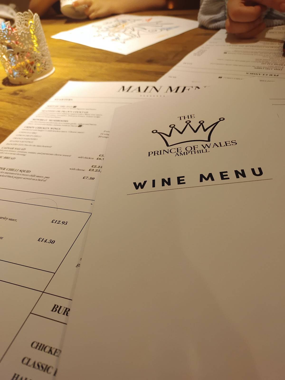 Menu at Prince Of Wales Ampthill restaurant, Ampthill