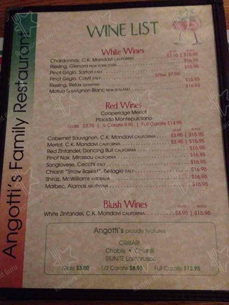 Menu at Angotti's Family Restaurant, Syracuse
