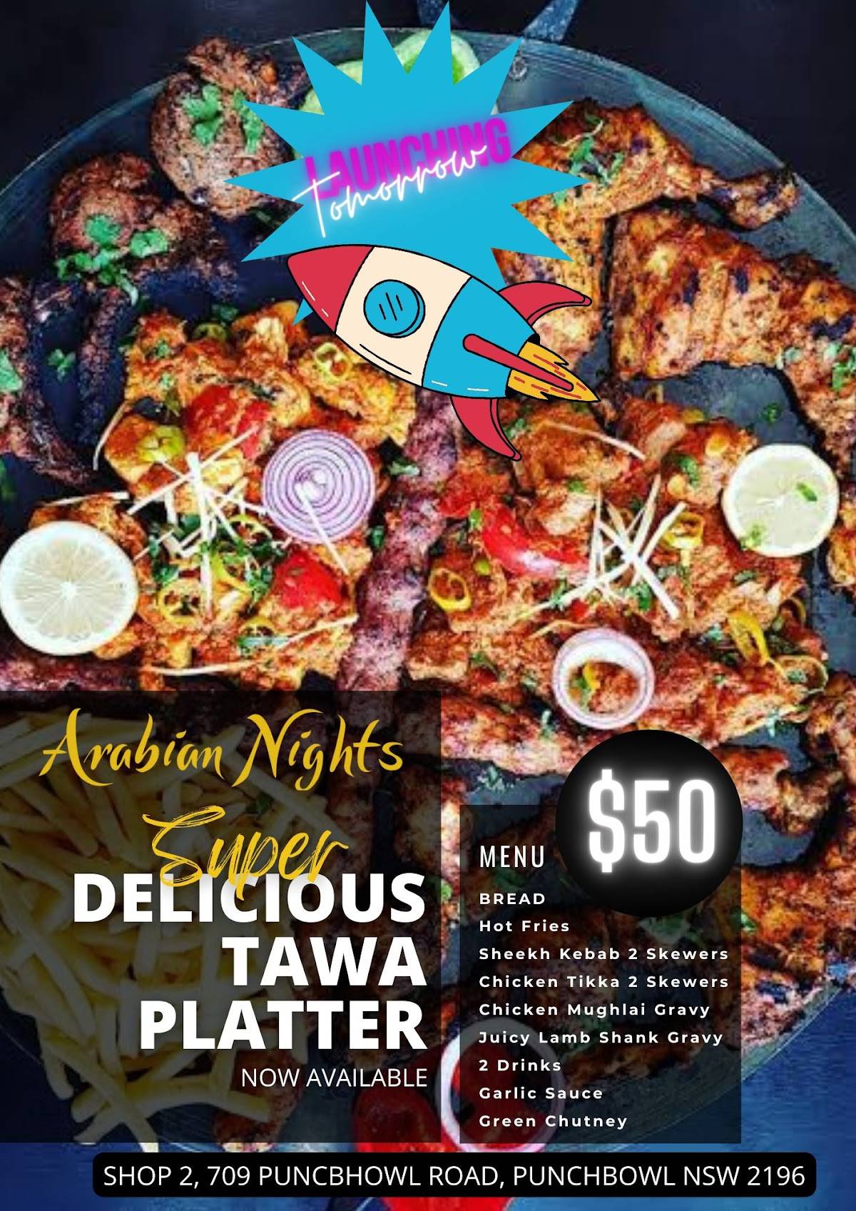 Menu at Arabian Nights Restaurant, Punchbowl