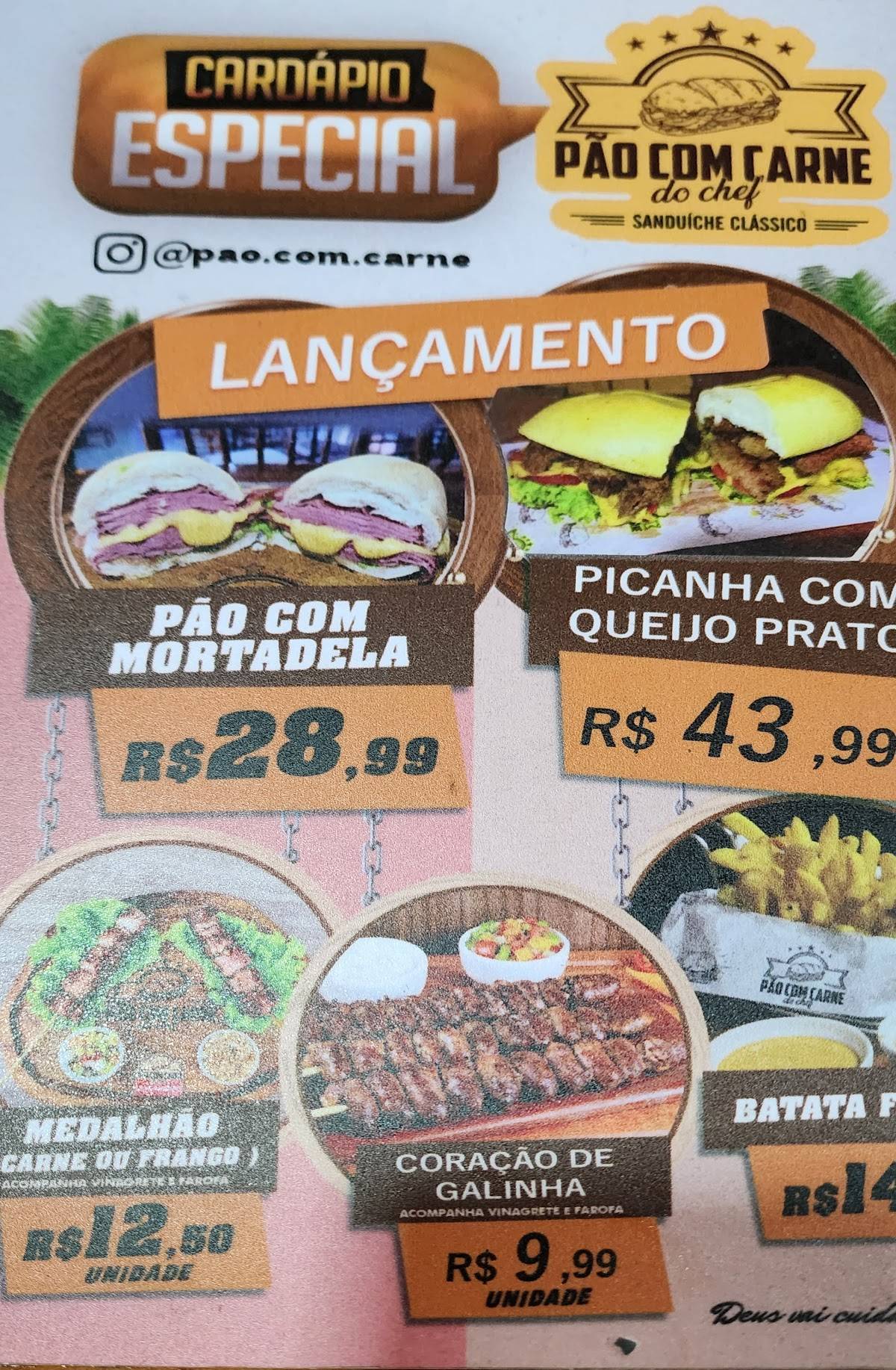 Menu at Pão com Carne, Aracaju