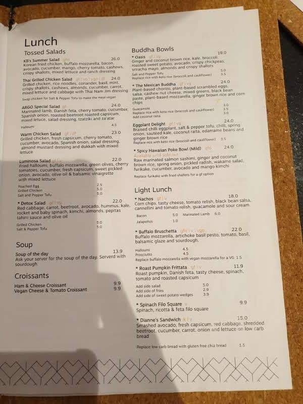 Menu at Argo on the Parade pub & bar, Norwood