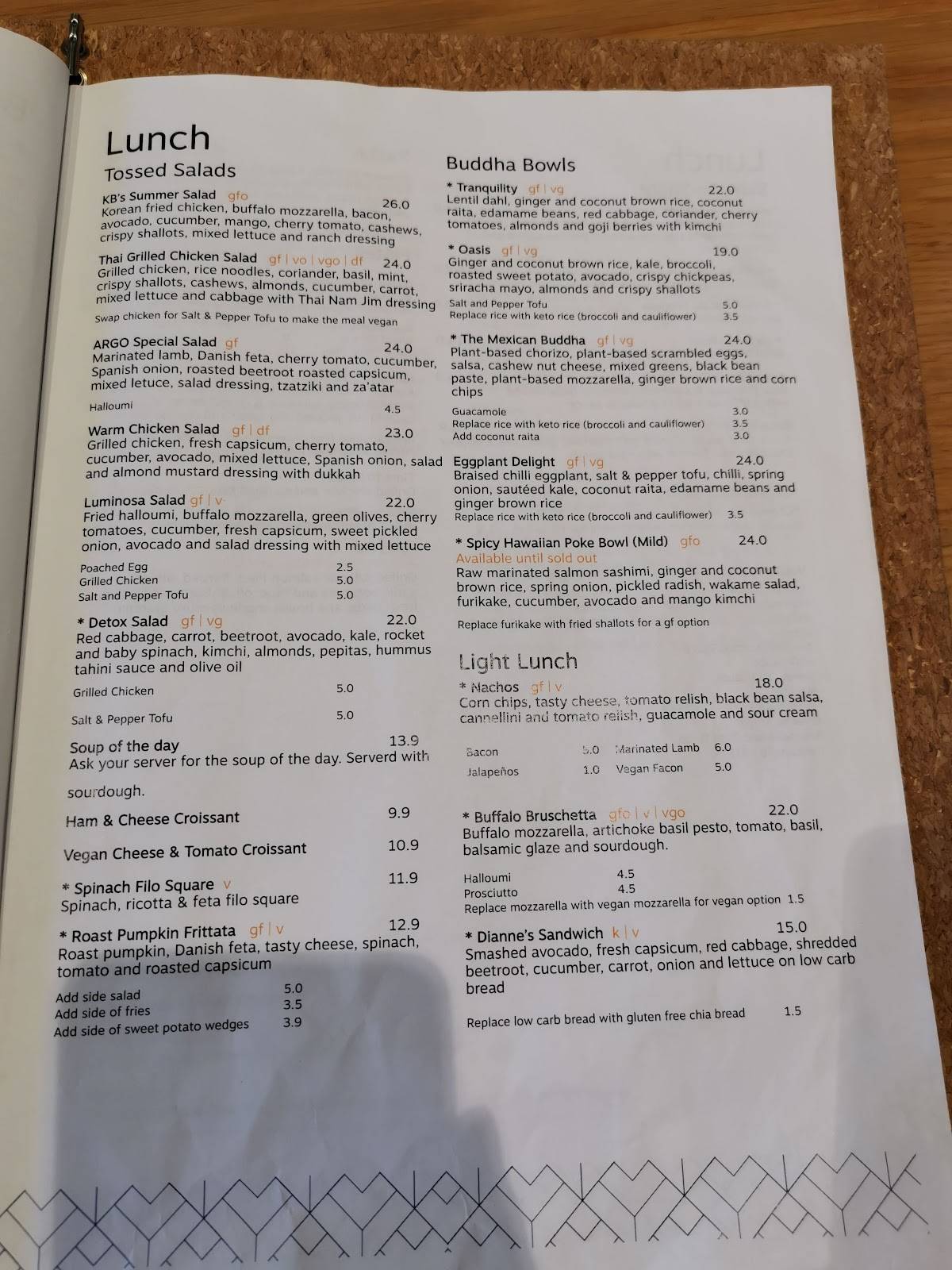 Menu at Argo on the Parade pub & bar, Norwood